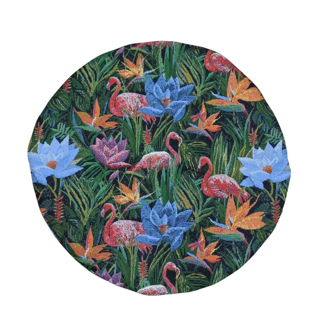 Круглая гобеленовая наволочка Фламинго 48 см