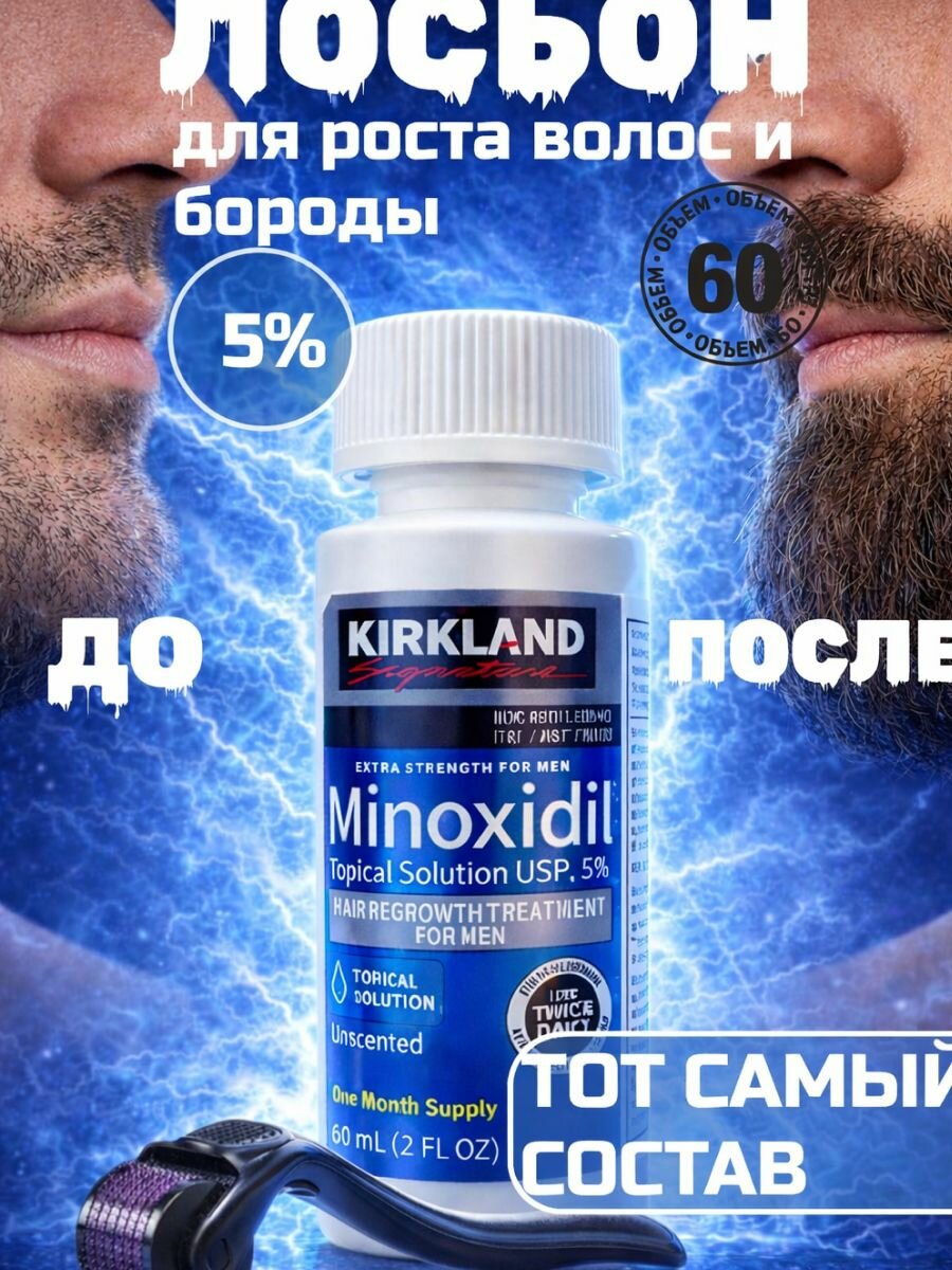 Лосьон для бороды 5% + мезороллер