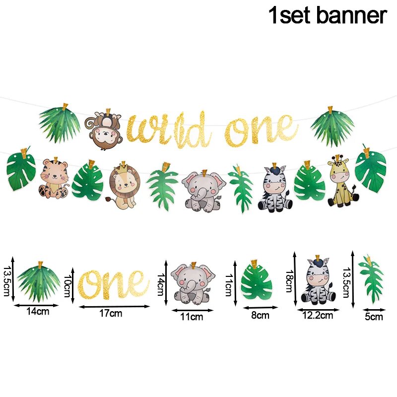 Баннер "Wild One" в стиле джунгли, 1set banner B