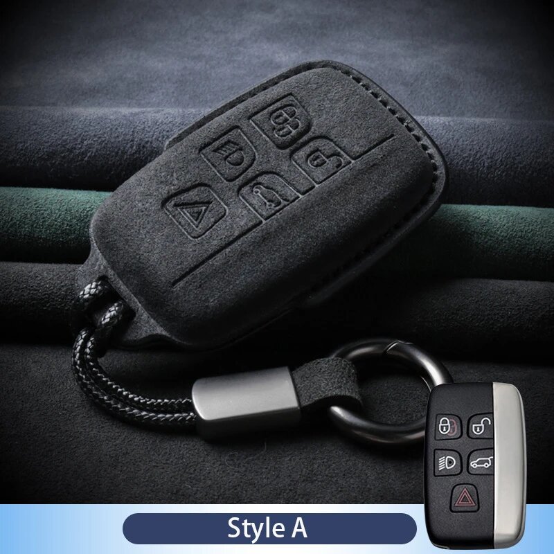 Замшевый кожаный чехол для ключей от автомобиля Land Rover Range Rover Evoque Black A2, For Jaguar