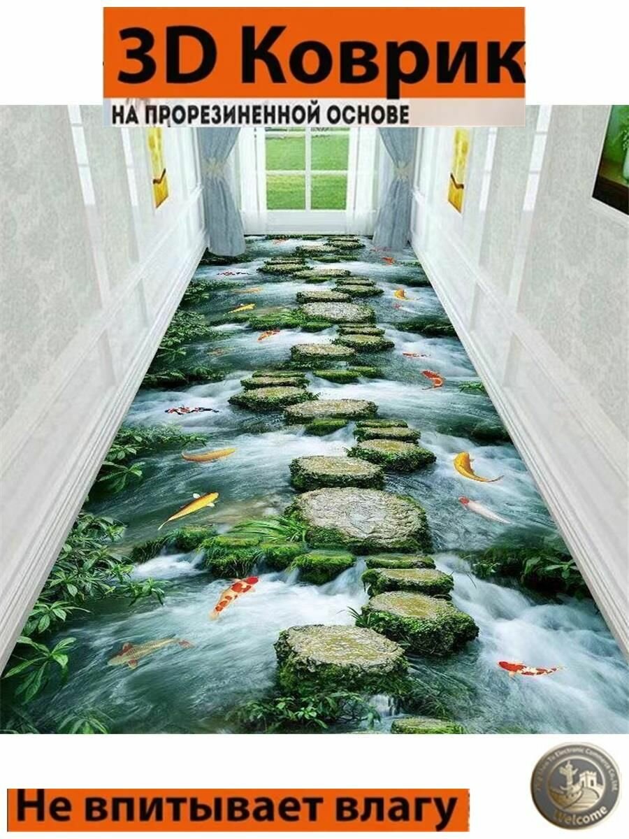Ковер дорожка орхидеи на досках 100x200 см