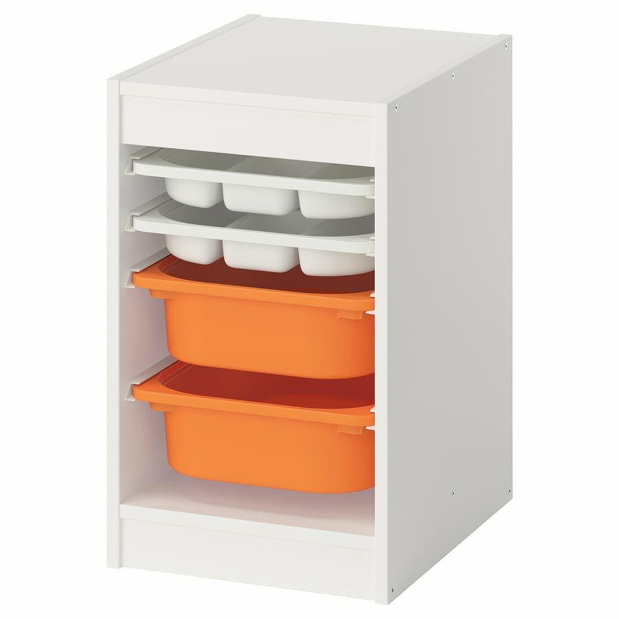 Стеллаж с контейнерами IKEA TROFAST цвет белый/оранжевый 34x44x56 см 696.019.90