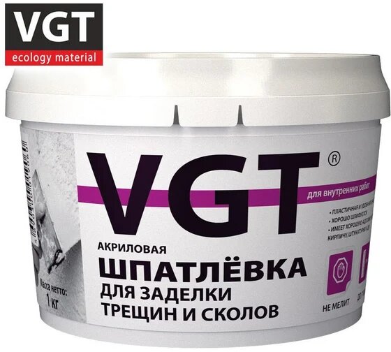 Акриловая шпатлевка для заделки трещин и сколов VGT 25550