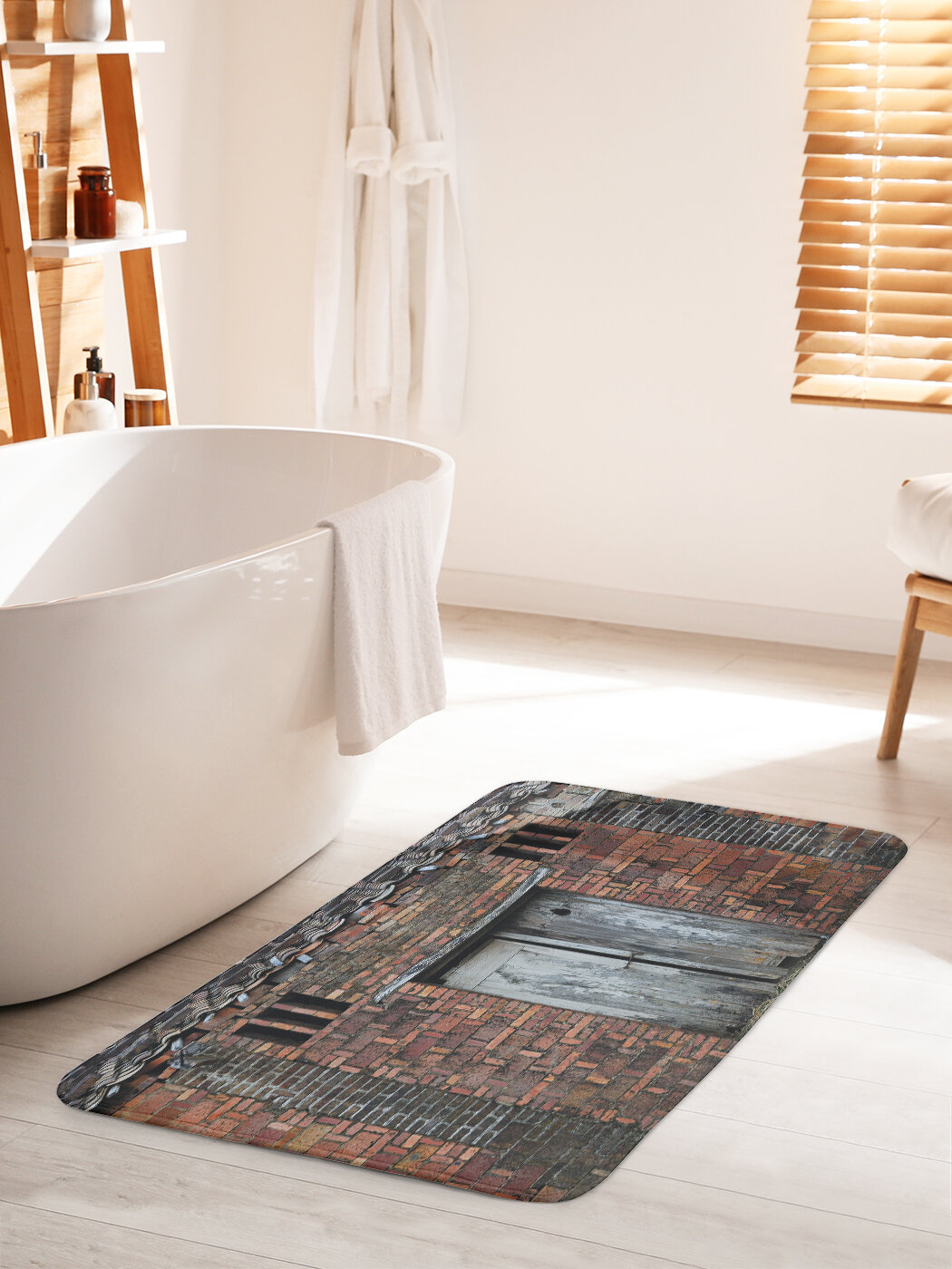 Коврик для ванной комнаты и туалета противоскользящий "Деревянные ворота" 60х100 см, JoyArty