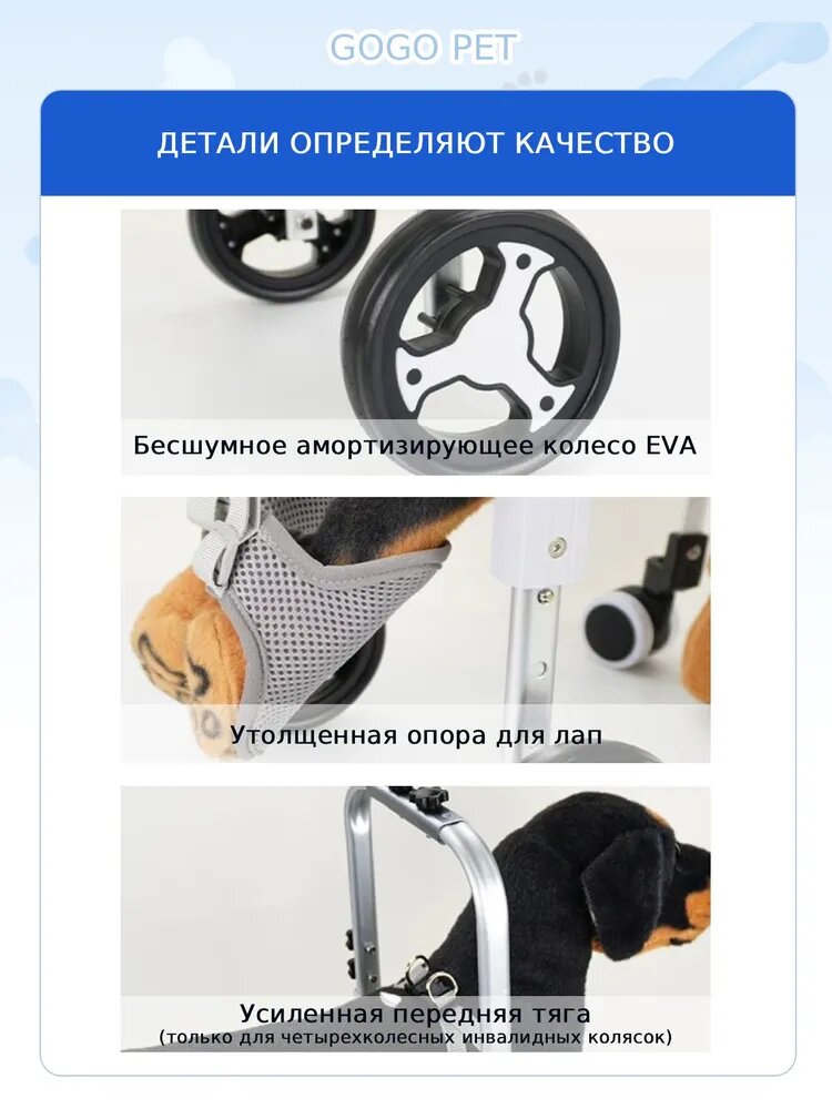 Инвалидная коляска для животных GOGO PET для собак и кошек XS/S/M/L Алюминиевая рама — фото 1