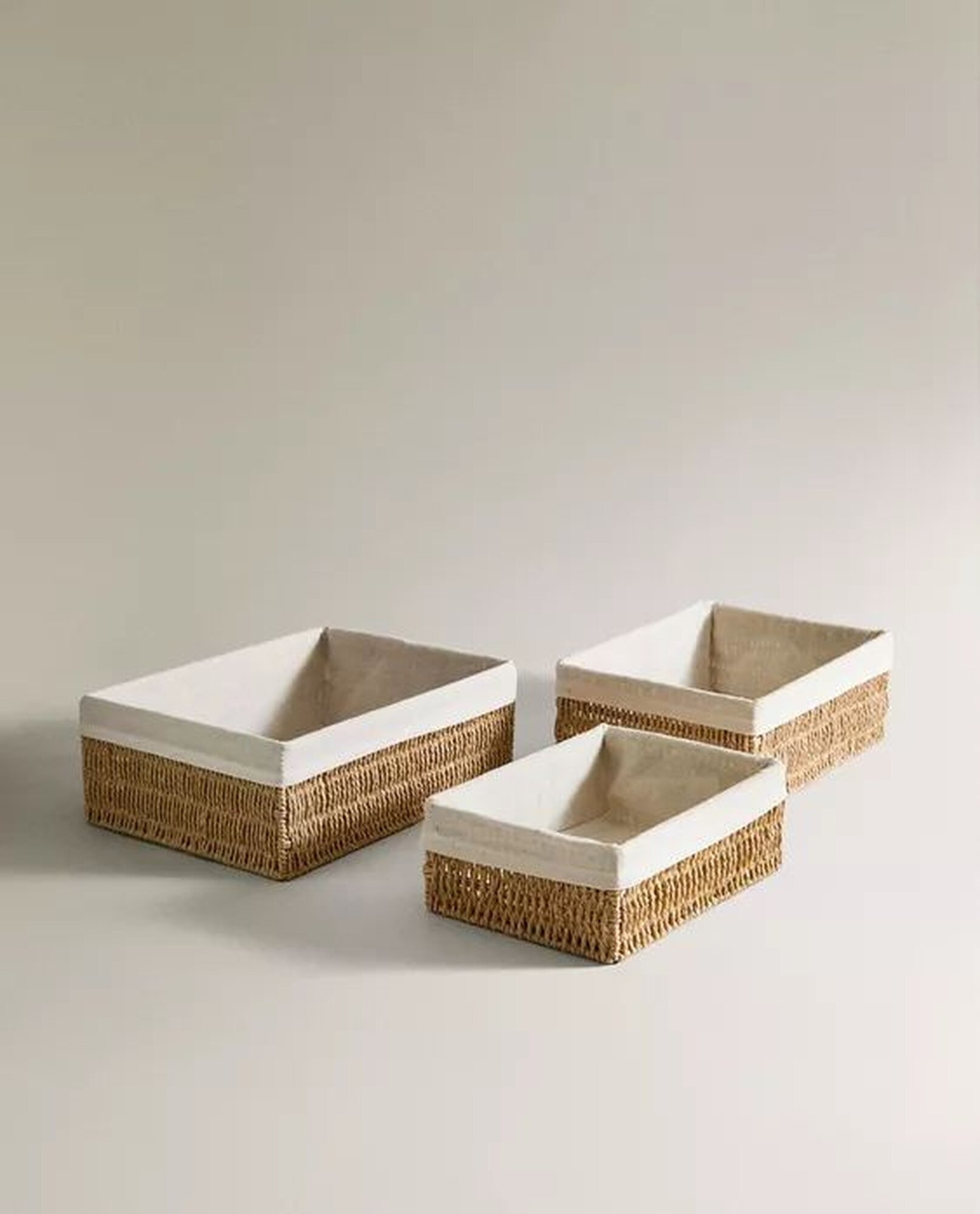 Прямоугольная корзина ZARA HOME 4578/049/052- с хлопковой подкладкой, 1 шт, 28 x 10 x 20 см, цвет светло-бежевый