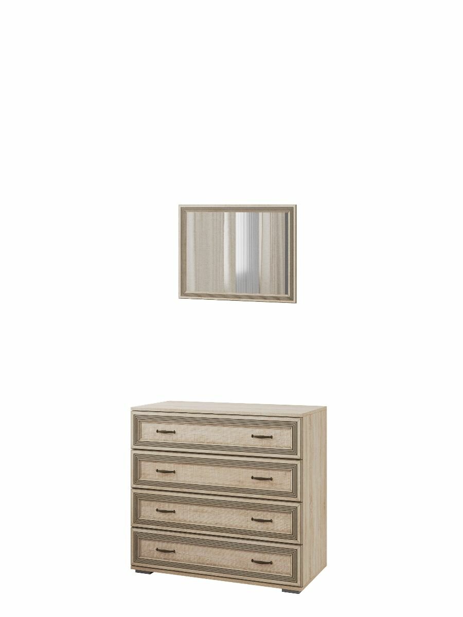 Комплект мебели для спальни Ливорно, комод ЛК-20 и зеркало ЛЗ-20, Дуб сонома