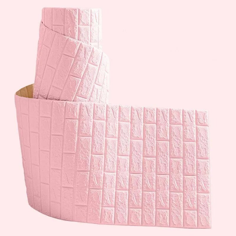 Облицовка стен самоклеящейся каменной плиткой "Розовый" 70 cмx3м, Мягкие, 3д