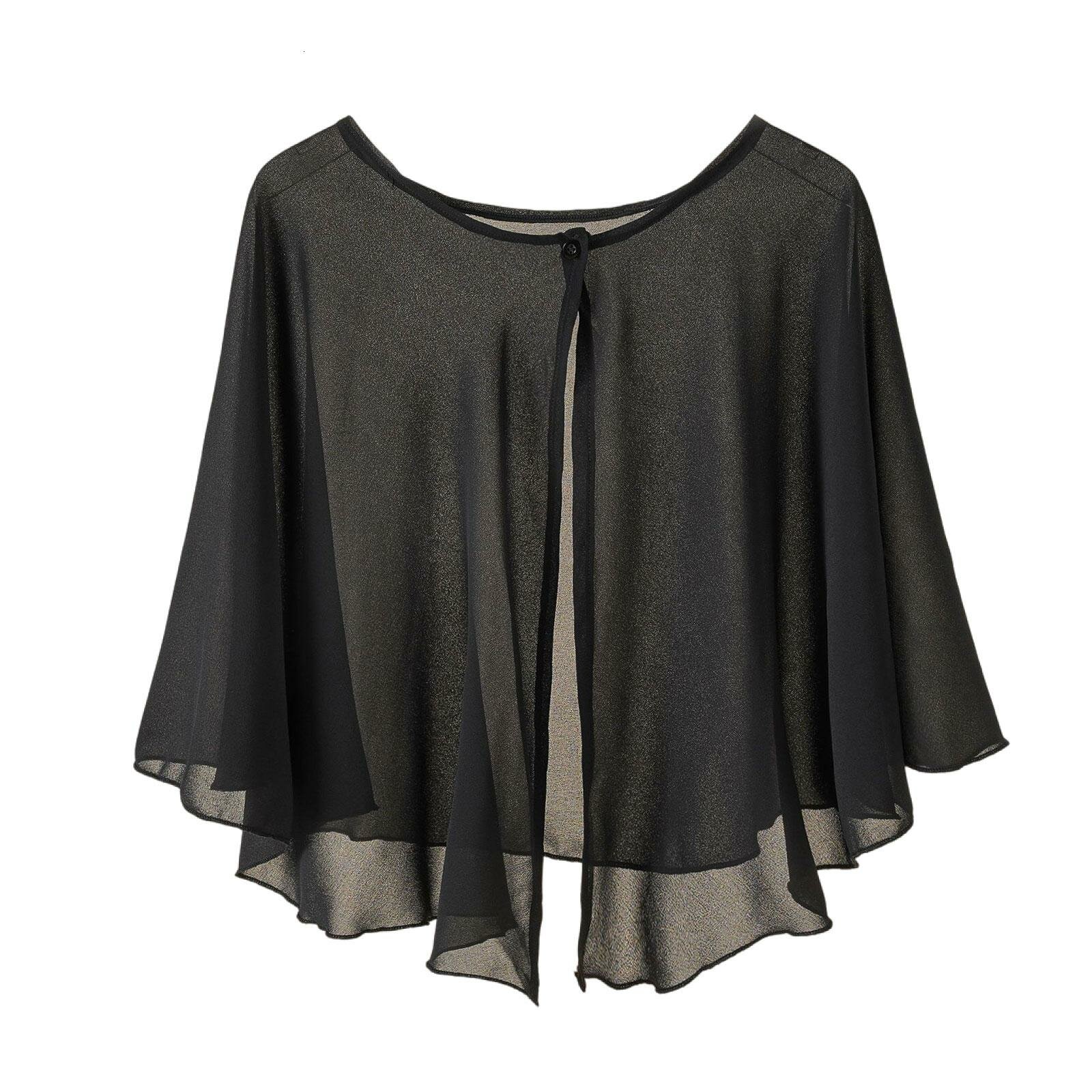 Шифоновый пляжный плащ для женщин, Черный