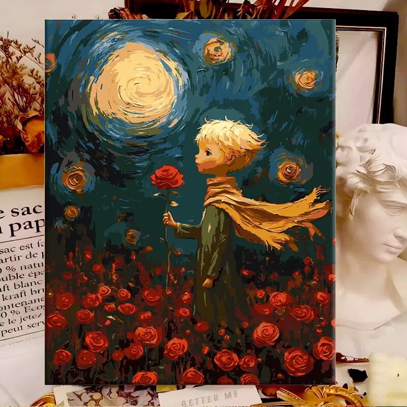 Картина по номерам DIY 6327 Маленький принц на звездном небе