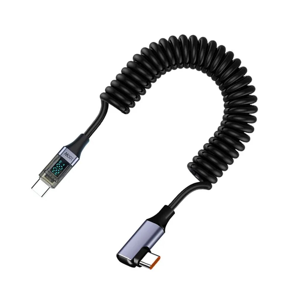 Кабель Type C с изгибом PD100W, серый