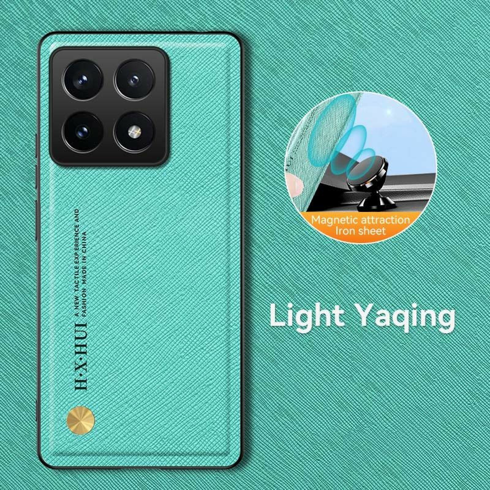 Кожаный чехол MyPads для Xiaomi 14T Pro классический деловой бирюзовый