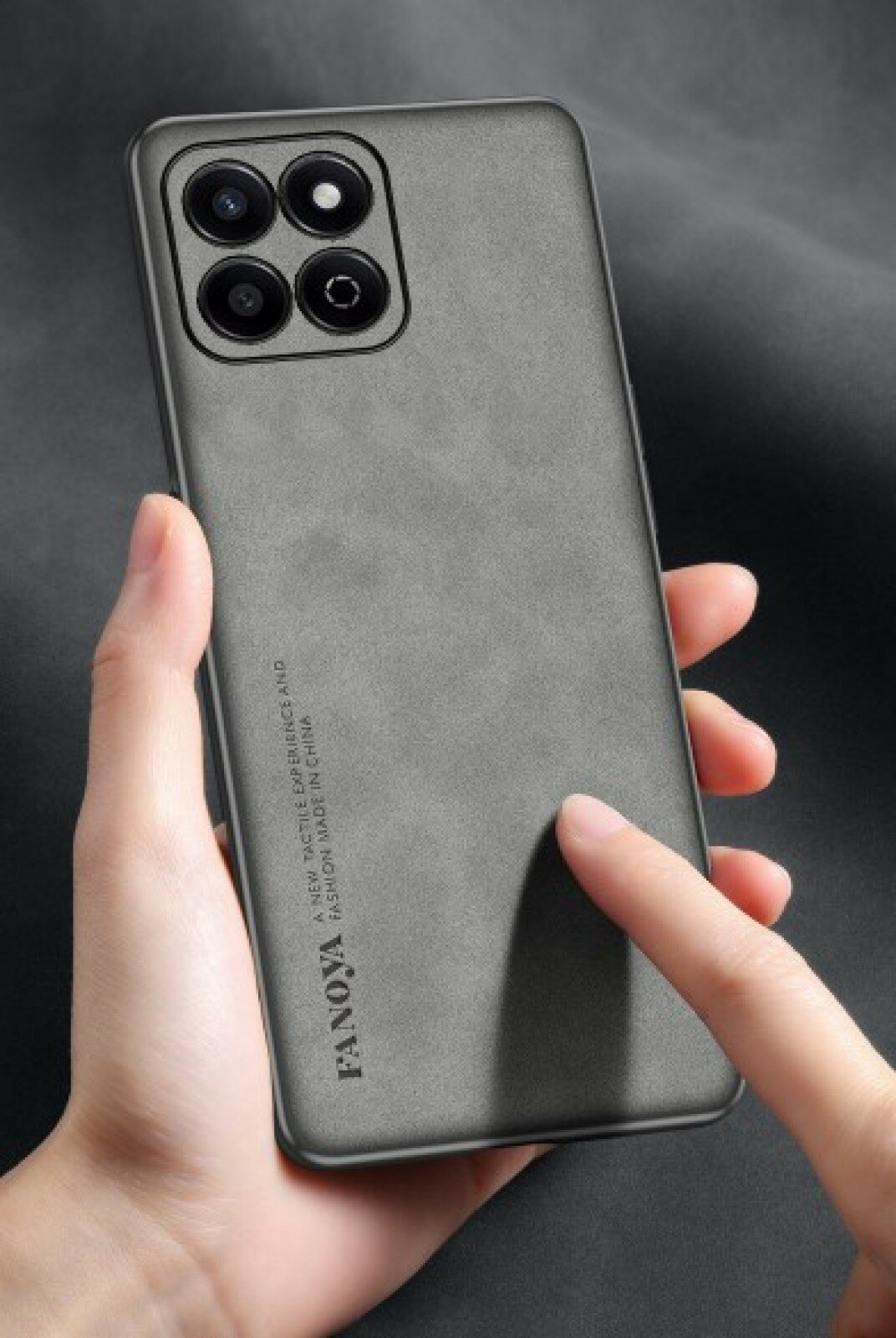 Чехол-бампер MyPads Sotto Fanoya для Honor 200 Smart из силикона с вставкой из эко-кожи, серый