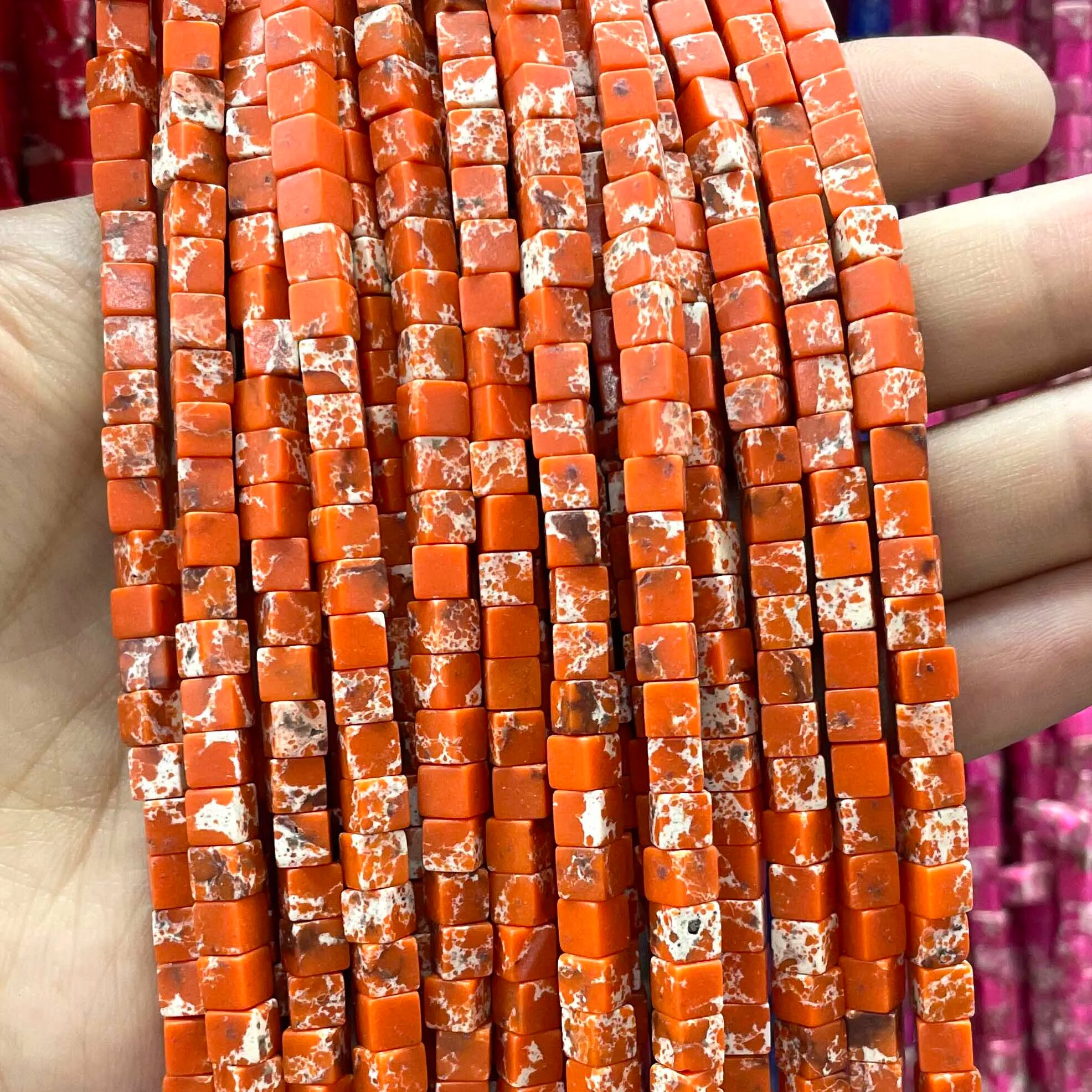 Бусины из агата, кварца, яшмы и авантюрина 4/6/8 мм Оранжевый, 4mm 40PCS, orange Emperor