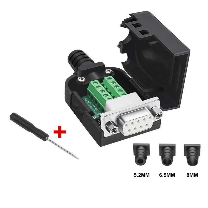 Разъем DB9 RS232 D-SUB 9-контактный разъем «папа-мама» Разъемы RS485 21-24 AWG Беспаечные Female nut