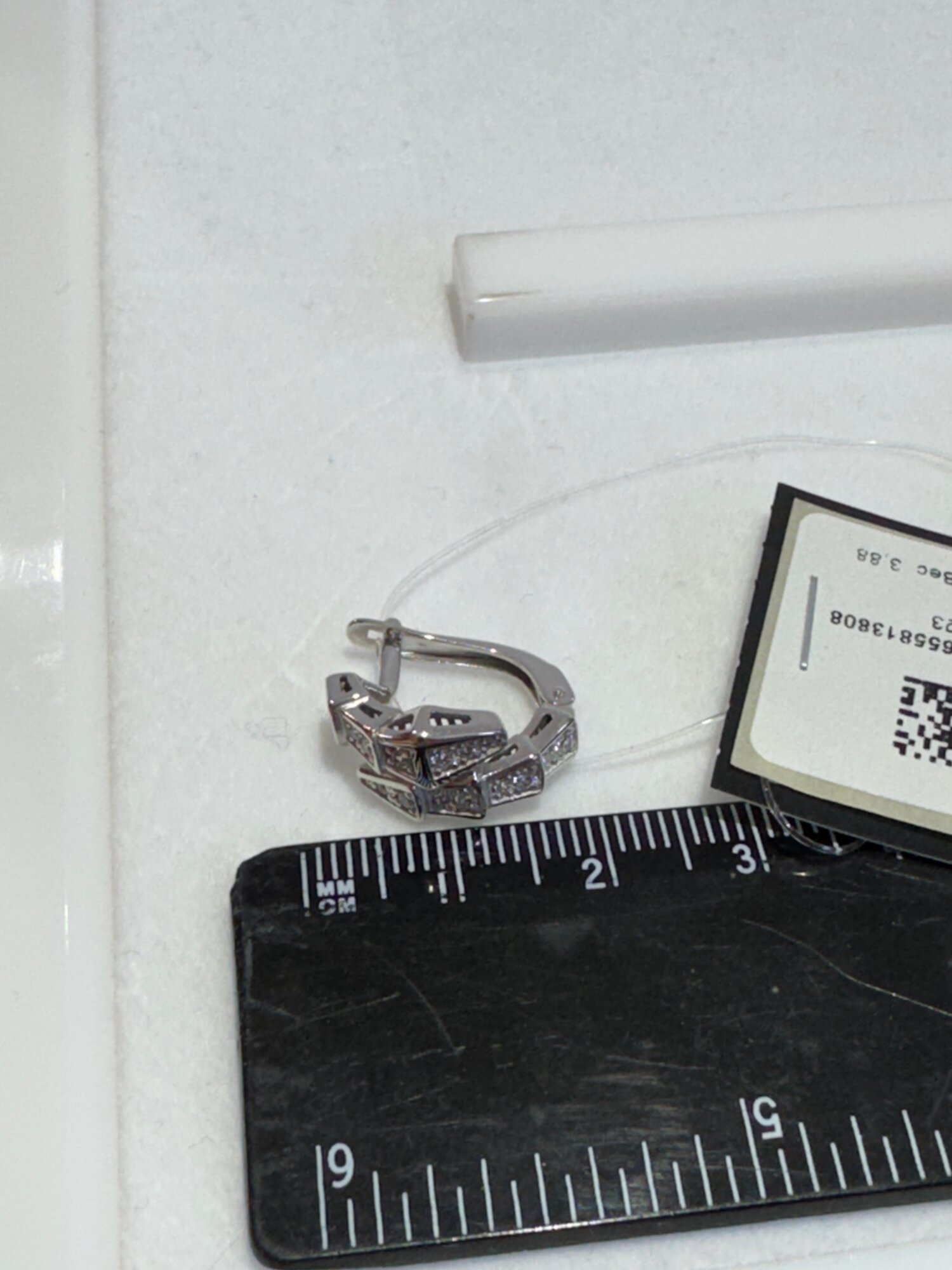 Серьги двусторонние BERGER, серебро, 925 проба, родирование, фианит, размер 3 мм, длина 2 см — фото 1