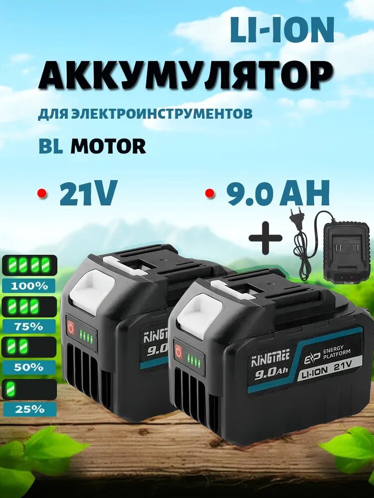 KINGTREE новый литий-ионный электронный аккумулятор 9.0 21 В для электроинструментов (2 ячейка, 1 зарядное устройство)