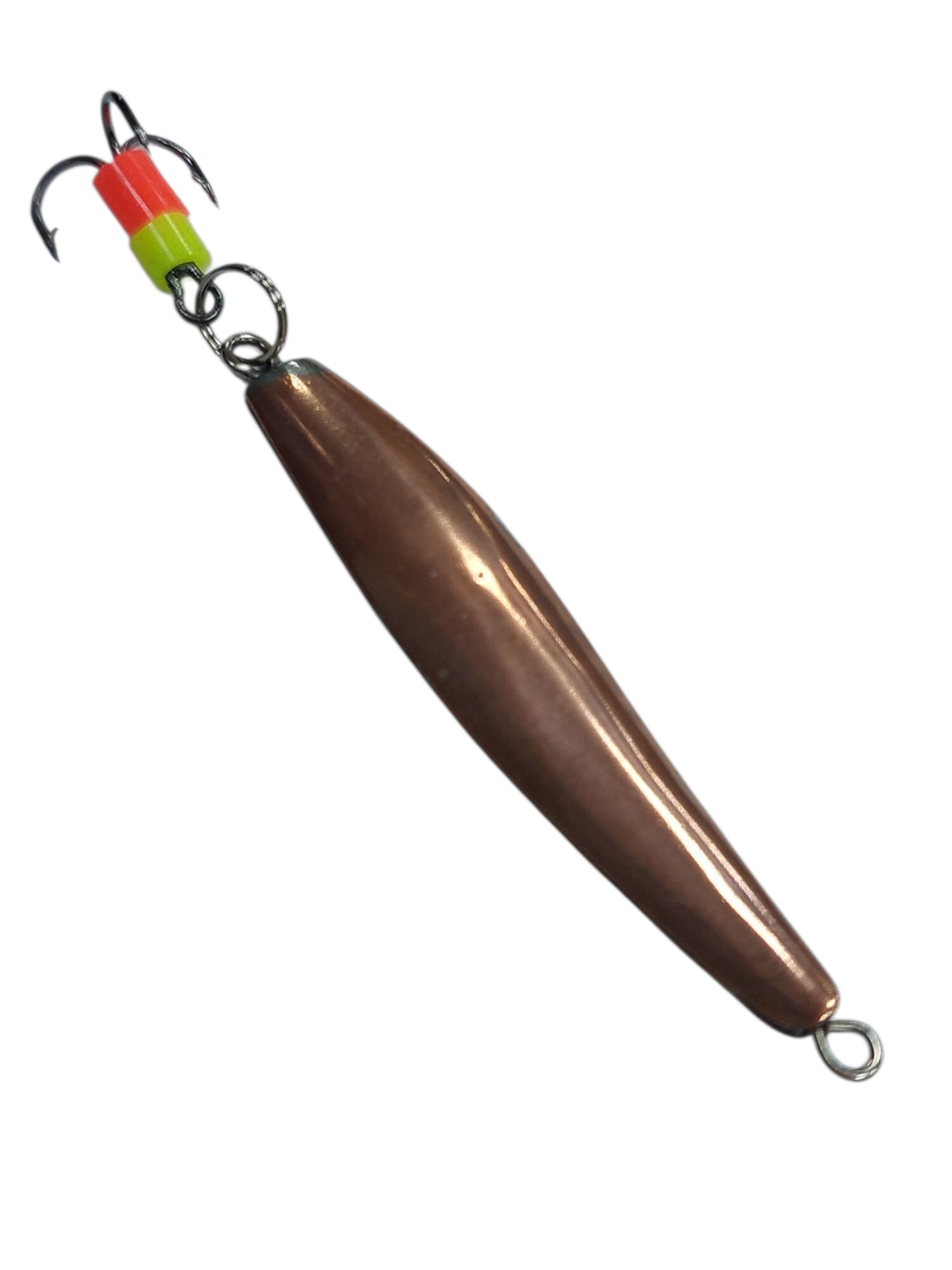 Блесна вертикальная "яман" Пиявка c тройником, размер 40 мм, вес 5,1 г, цвет никель/медь/150/