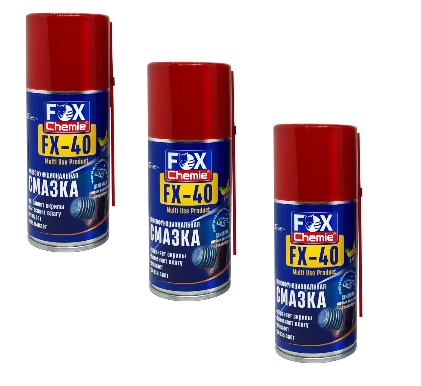 Многофункциональная смазка Fox Chemie FX-40 с ароматом банана, 210 мл 3шт