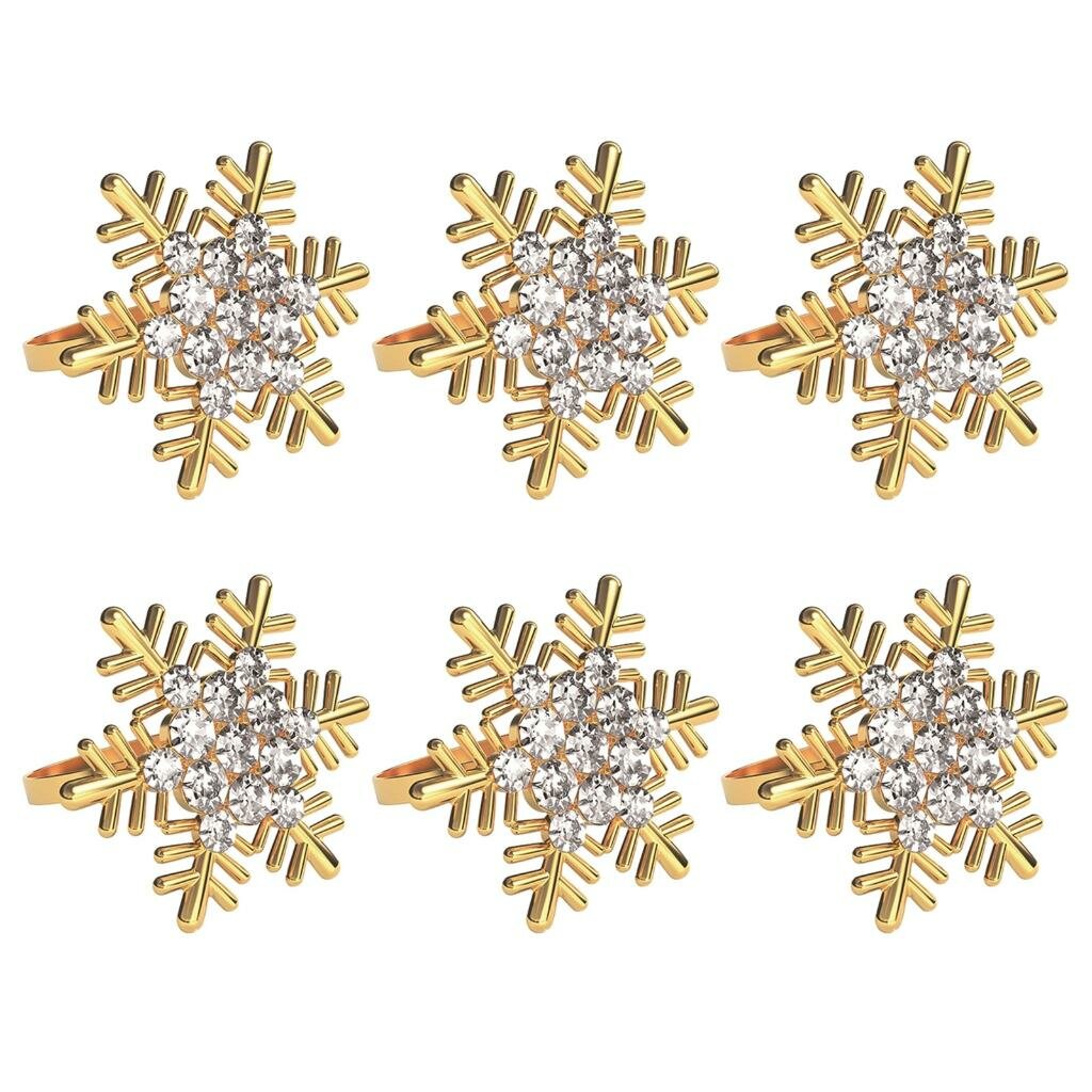 Снежинковые кольца для салфеток, Золото - стразы