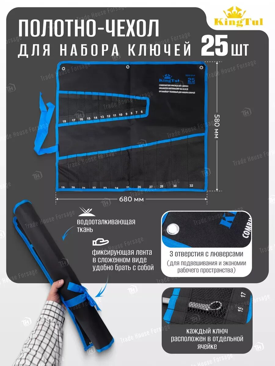 Органайзер тканевый для набора ключей на 25 предметов