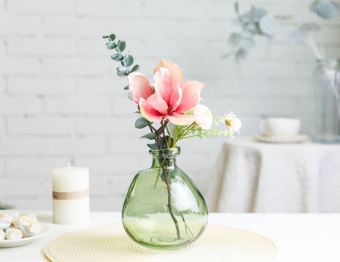 Декоративная ваза-бутыль клодет, стекло, зелёная, 16 см, Koopman International AC5000210-3