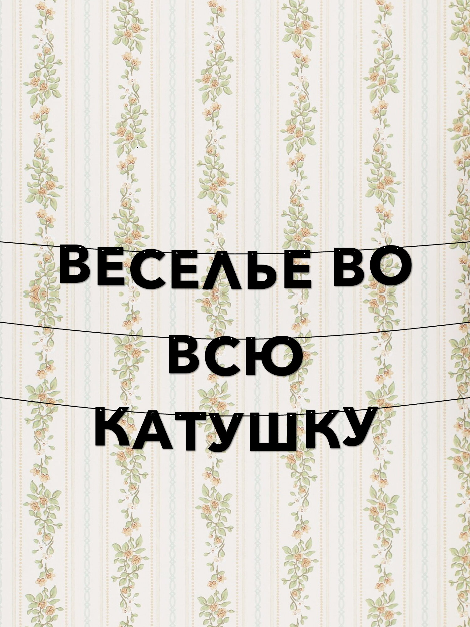Гирлянда с надписью, гирлянда с буквами на веревке - Веселье во всю катушку для праздников и мероприятий, высота букв 10 см, толщина букв 1 мм, долговечный материал.