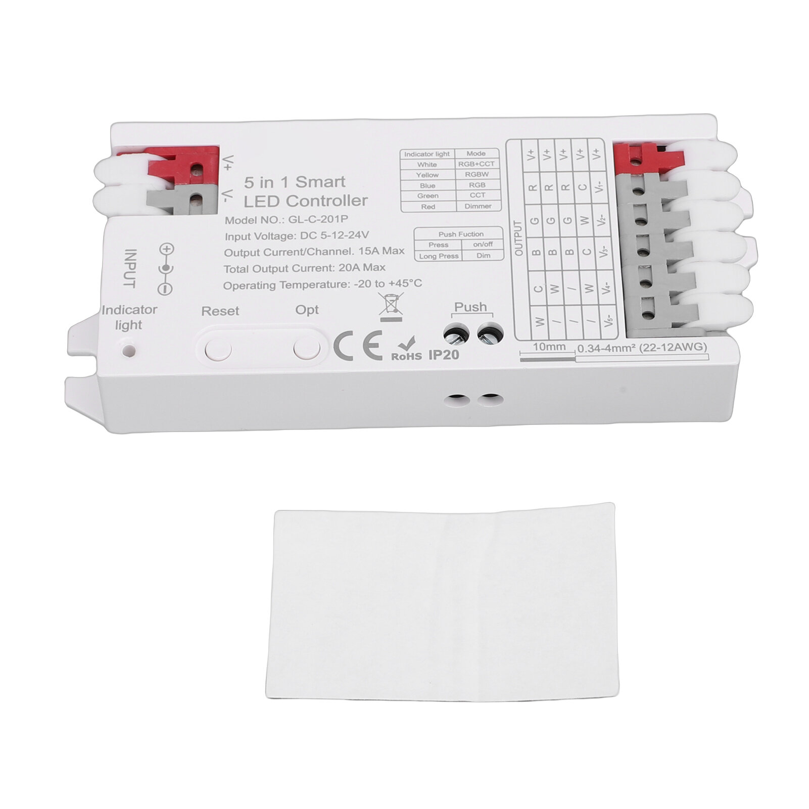 Контроллер светодиодной подсветки с поддержкой ZigBee3.0 Pro+ 5 в 1: RGBCCT, RGBW, RGB CCT, режим диммирования, 20 А.