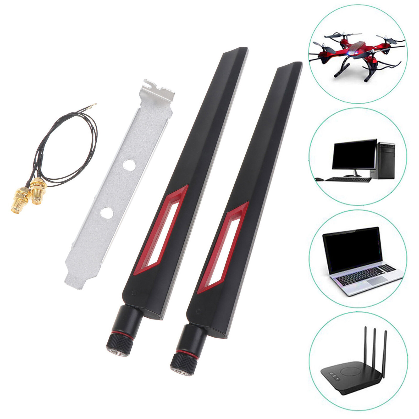 2 x 10dbi антенна WiFi RP-SMA для рутера и пользователя