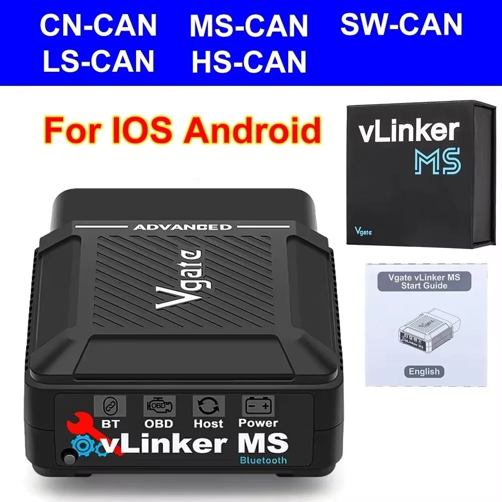 Vgate vLinker MS Bluetooth V2.3 Advanced OBD-сканер OBD2 Автомобильный диагностический инструмент OBD-считыватель кодов pk ELM327 для iOS/Android/ПК