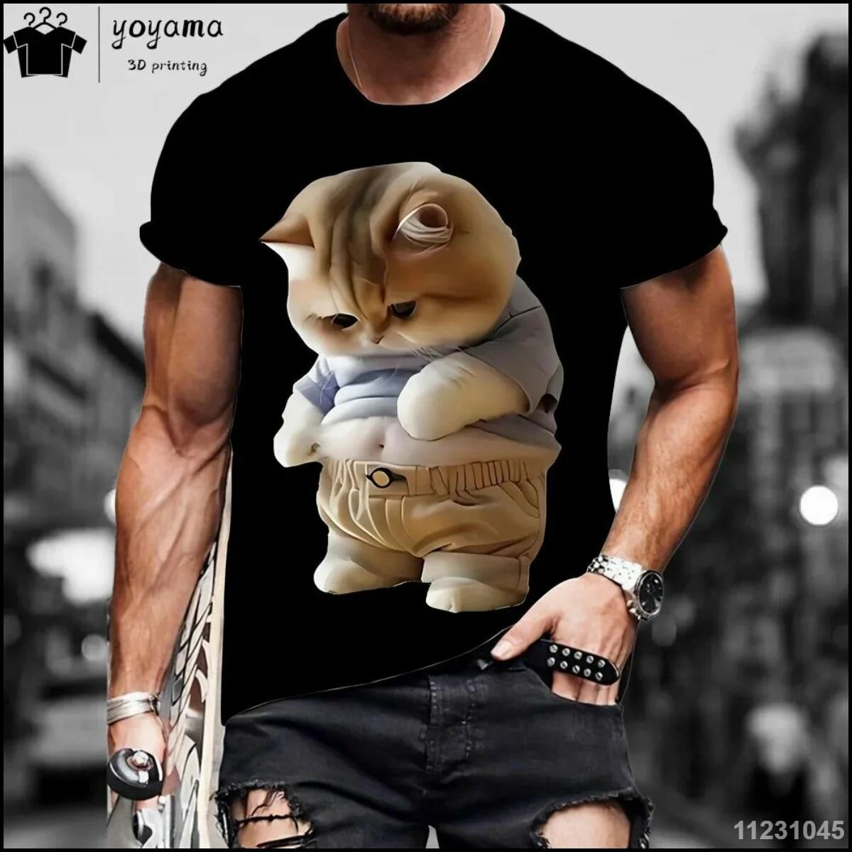 Милый кот, повседневная смешная футболка