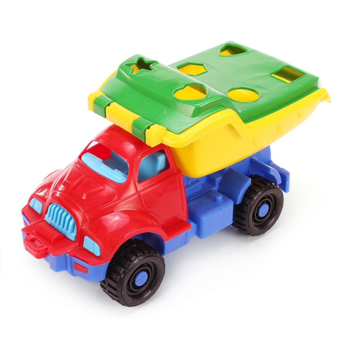 Машинка-сортер самосвал логический "Р-025-3" для развития моторики, 36х16.5х17см, разноцветный пластик