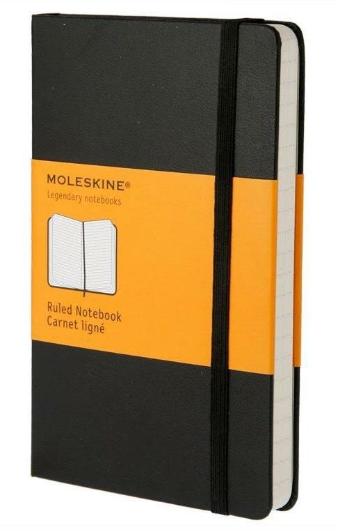 Блокнот Moleskine Classic Large 130х210 мм, 240 стр, линейка твердая обложка черная (QP060)