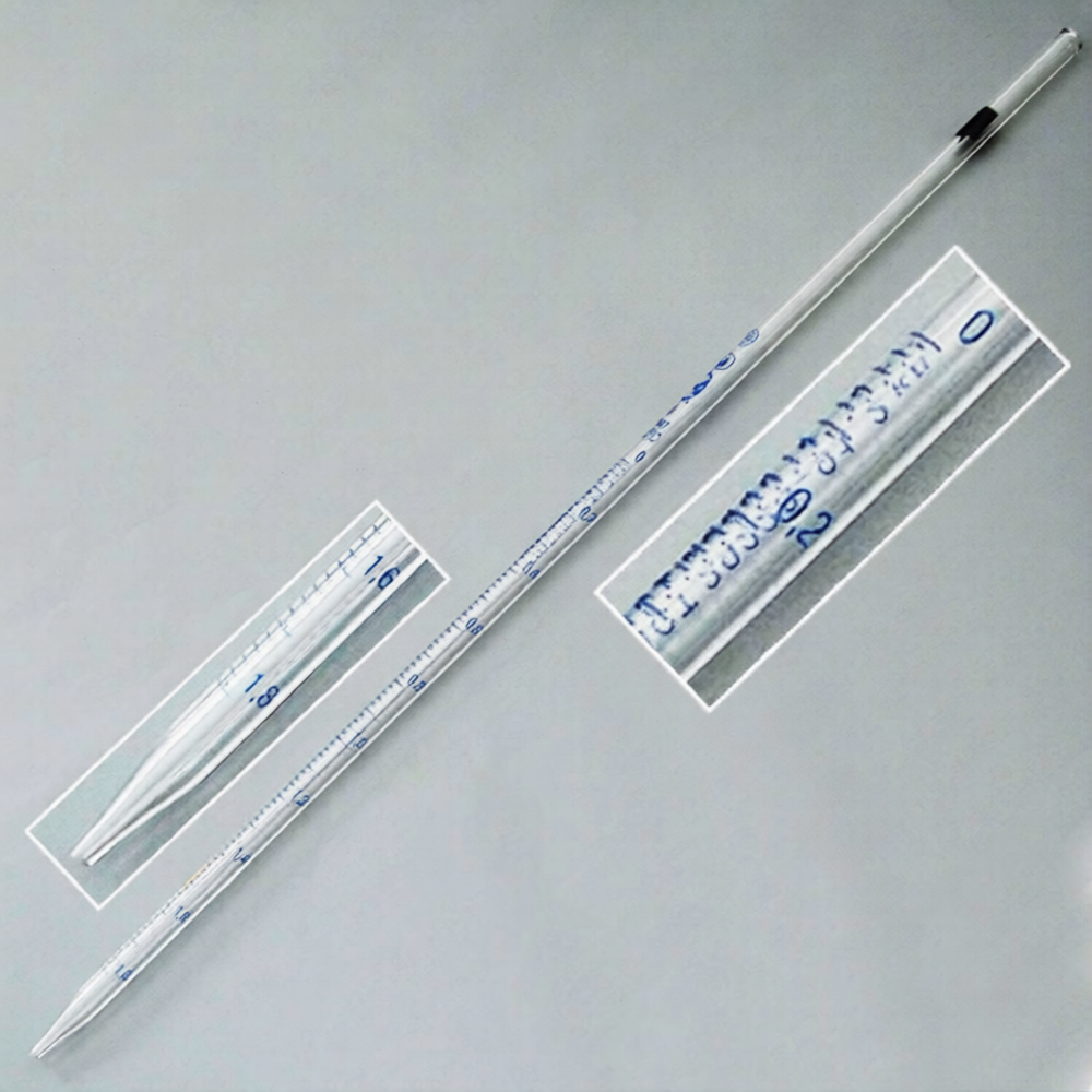 Пипетка градуированная тип 3-1-2-2, от верхней нулевой отметки до сливного кончика, упаковка 2 шт