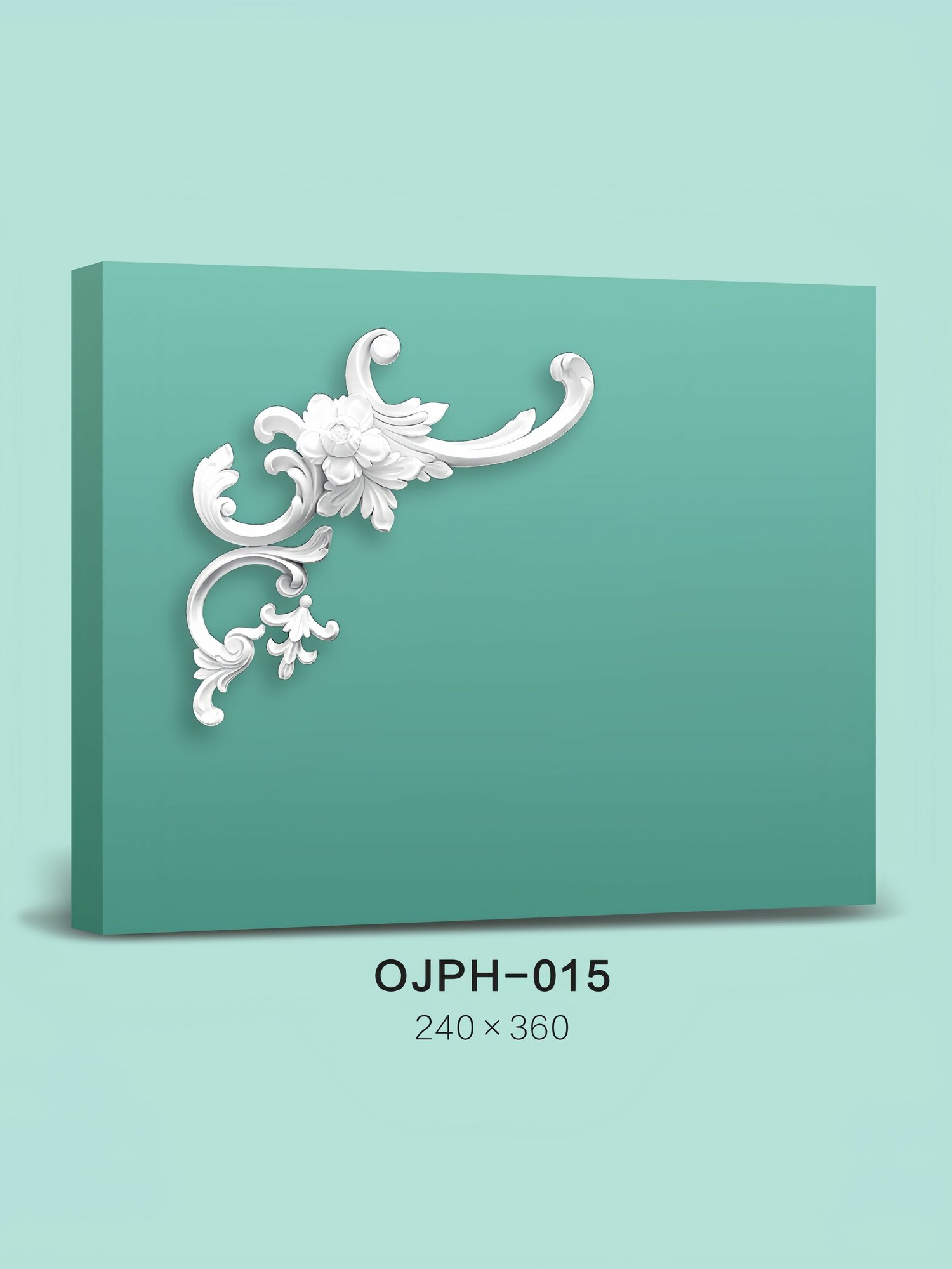 Декоративная плитка из жесткого полиуретана Угловой цветочный завиток белый OJPH-015, прочная водостойкая, для покраски на стену и потолок, размер 240x360 мм