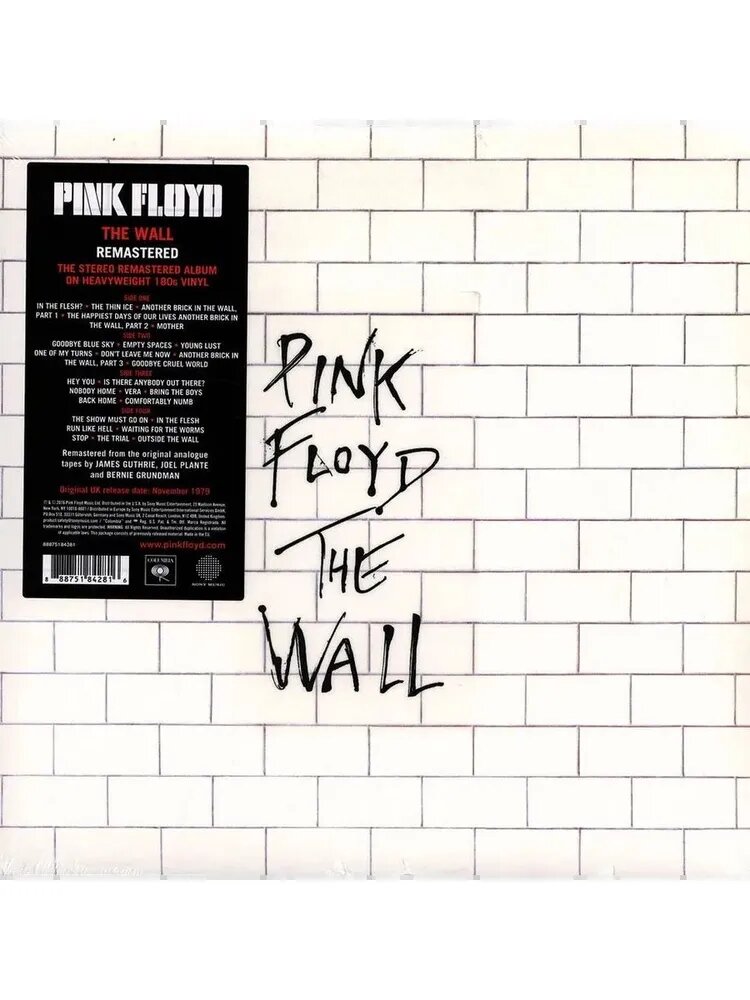 Виниловая пластинка Pink Floyd The Wall (LP) Remastered stereo album on heavyweight 180g vinyl