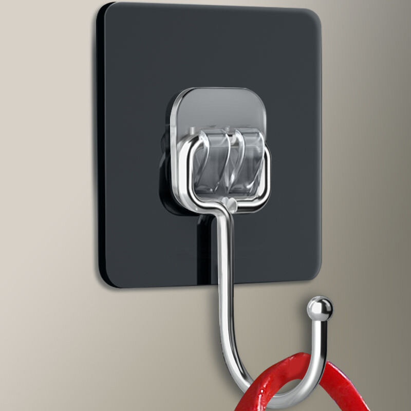Система крепления 7x7см с черной клеевой лентой и нержавеющей стальной крючком для ванной
