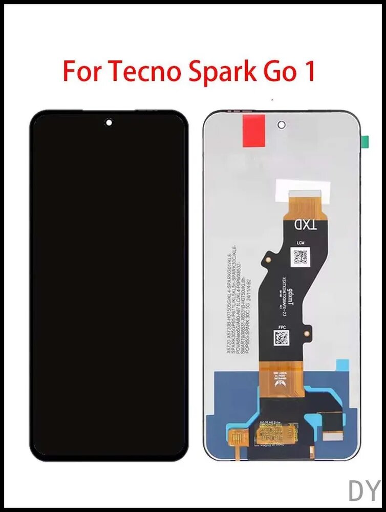 Дисплей Tecno Spark Go 1, Go1 в сборе с тачскрином Черны - оригинал