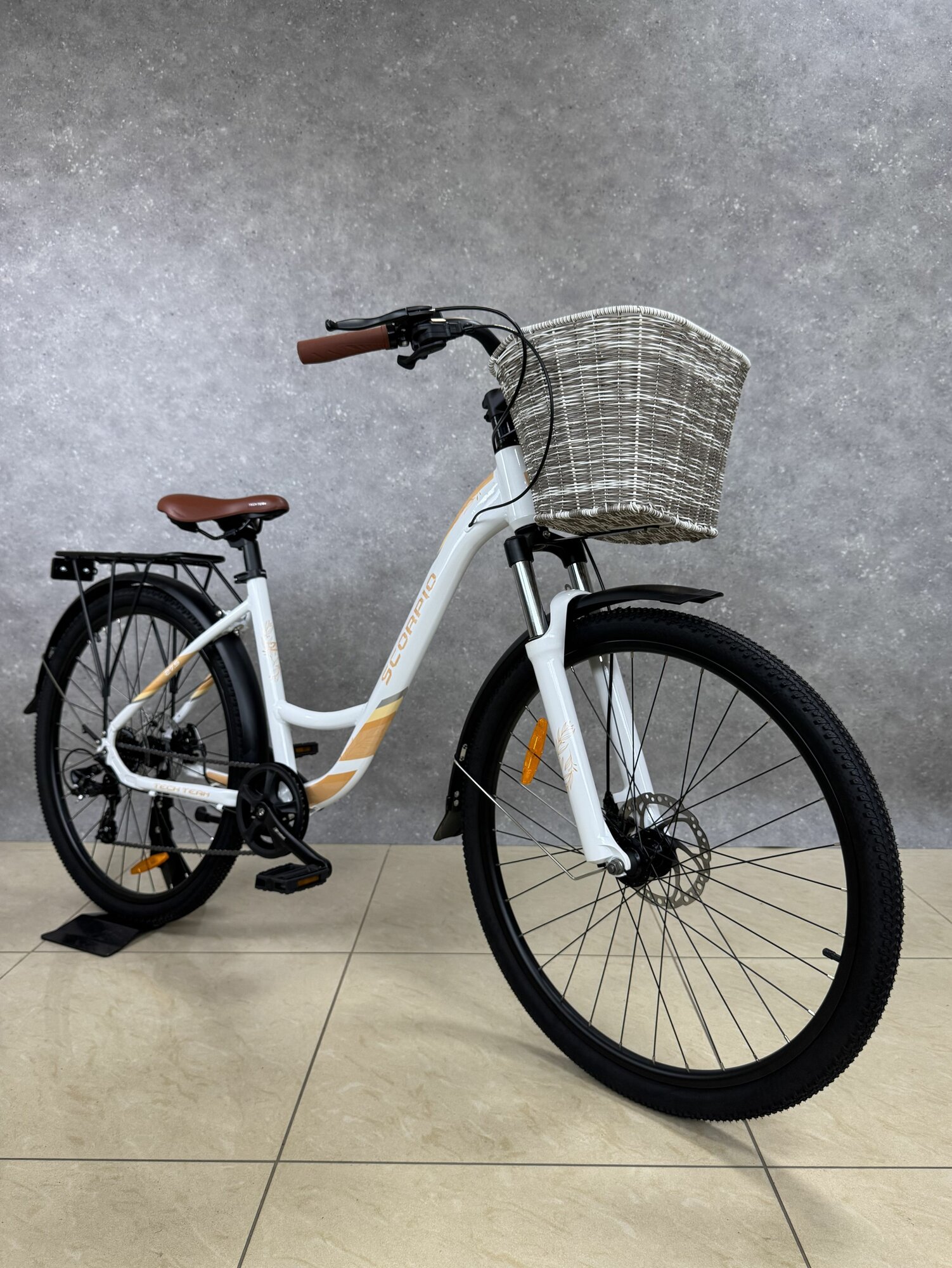 Велосипед городской взрослый женский Tech Team колесо 27,5" Scorpio (Скорпион) рама 17" , кремовый 2026