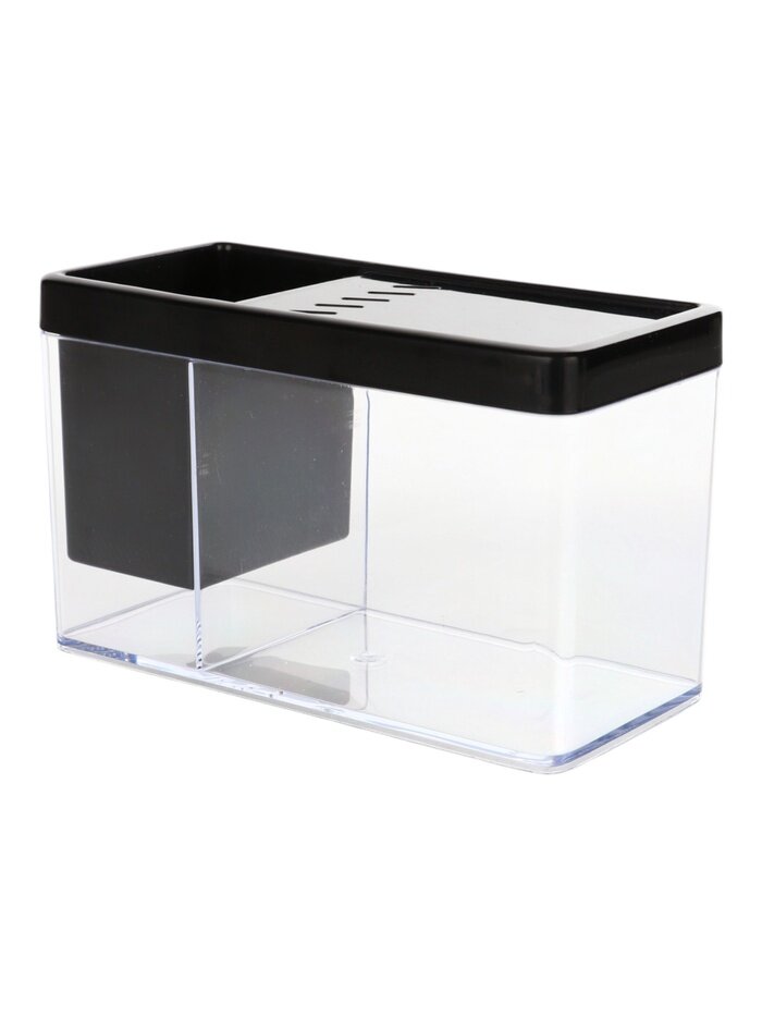 Аквариум настольный, 1.5 л, 17×8×10 см, с отсеком, чёрный