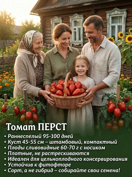 Томат перст Раннеспелый штамбовый 45-55 см, сливовидные плотные плоды , устойчив к фитофторе