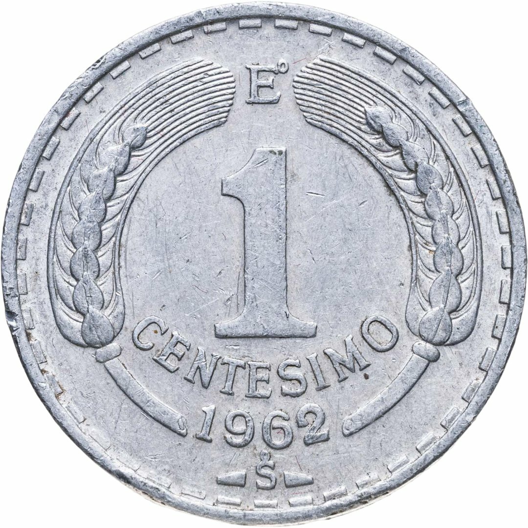 Чили 1 сентесимо centesimo 1962, Алюминий, в сохранности VF