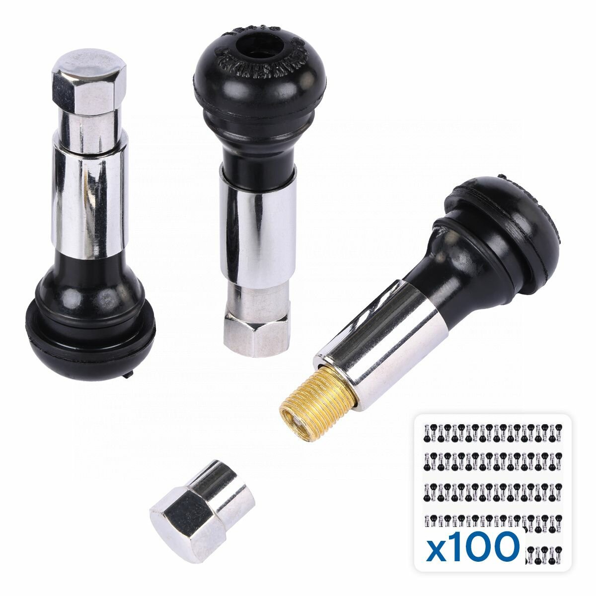 Вентиль для бескамерных шин хромированный, 100 шт. NORDBERG TR414C