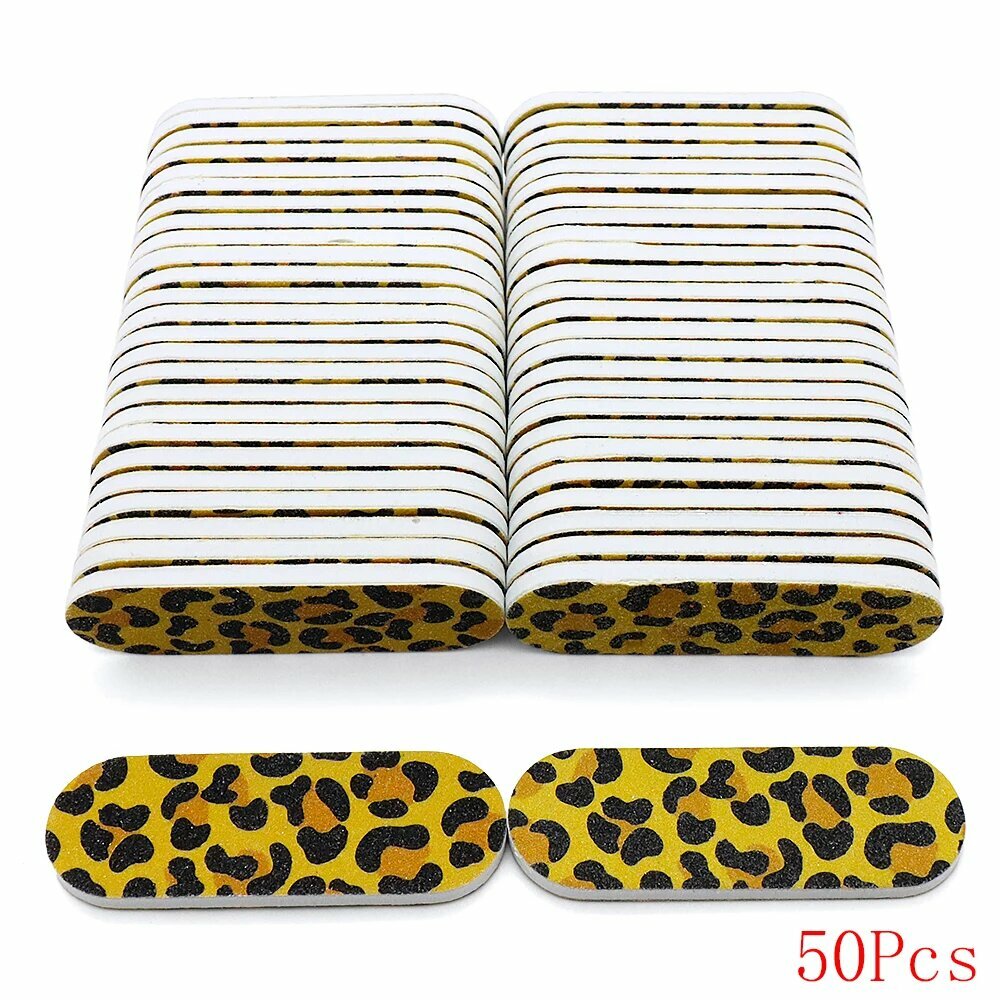 Пилочки для ногтей двусторонние 50 шт. Yellow Leopard
