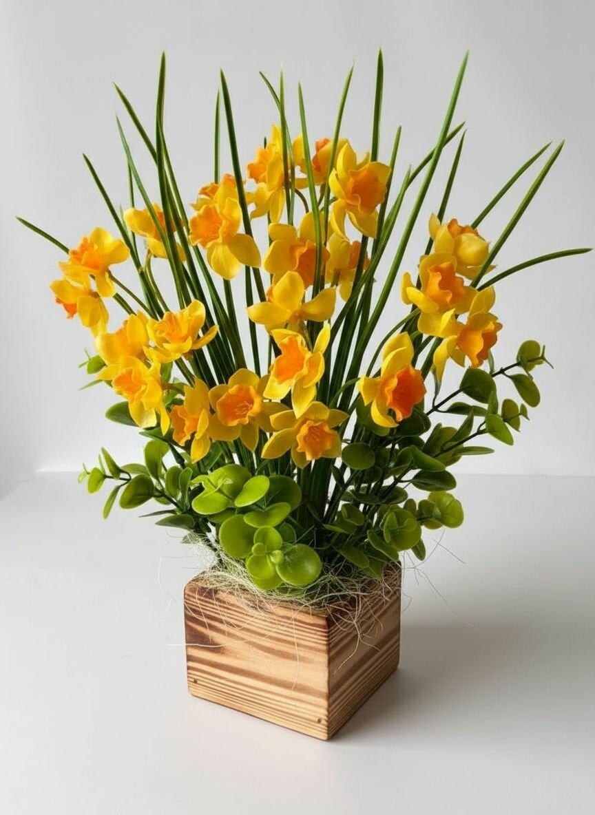 Искусственные цветы- мимоза, нарцисс, тюльпан, ландыши Виват декор