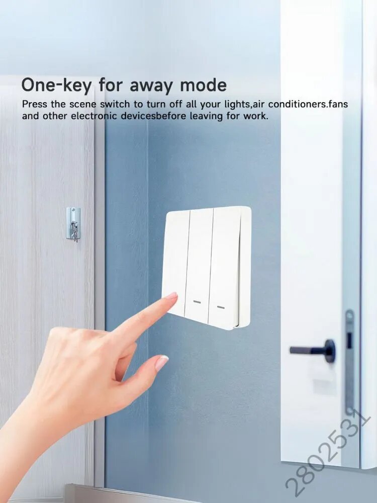 Умный Zigbee выключатель 3 клавиши, беспроводная кнопка для Tuya, Home Assistant, Google Assistant, Amazon Alexa — фото 1