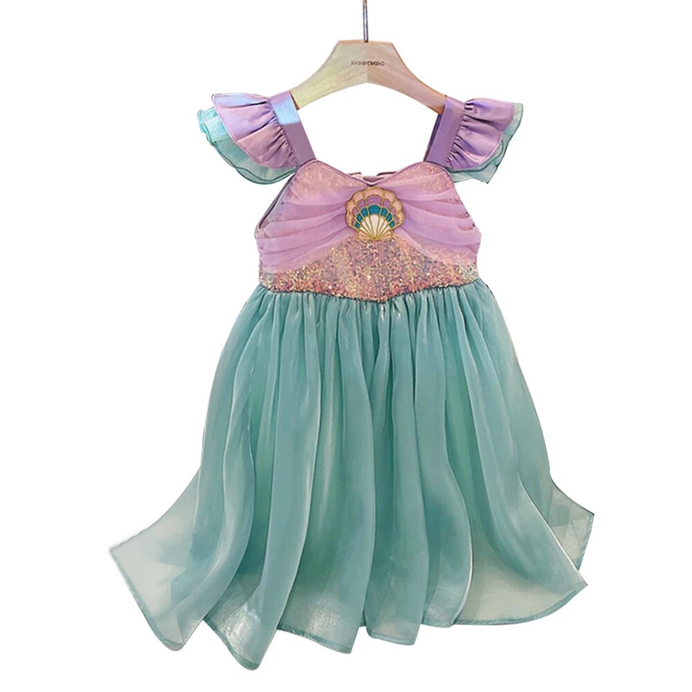 Костюм принцессы Русалочки Ариэль, детское платье для девочек, детская карнавальная одежда для костюмированной вечеринки, дня рождения, летнее платье русалки