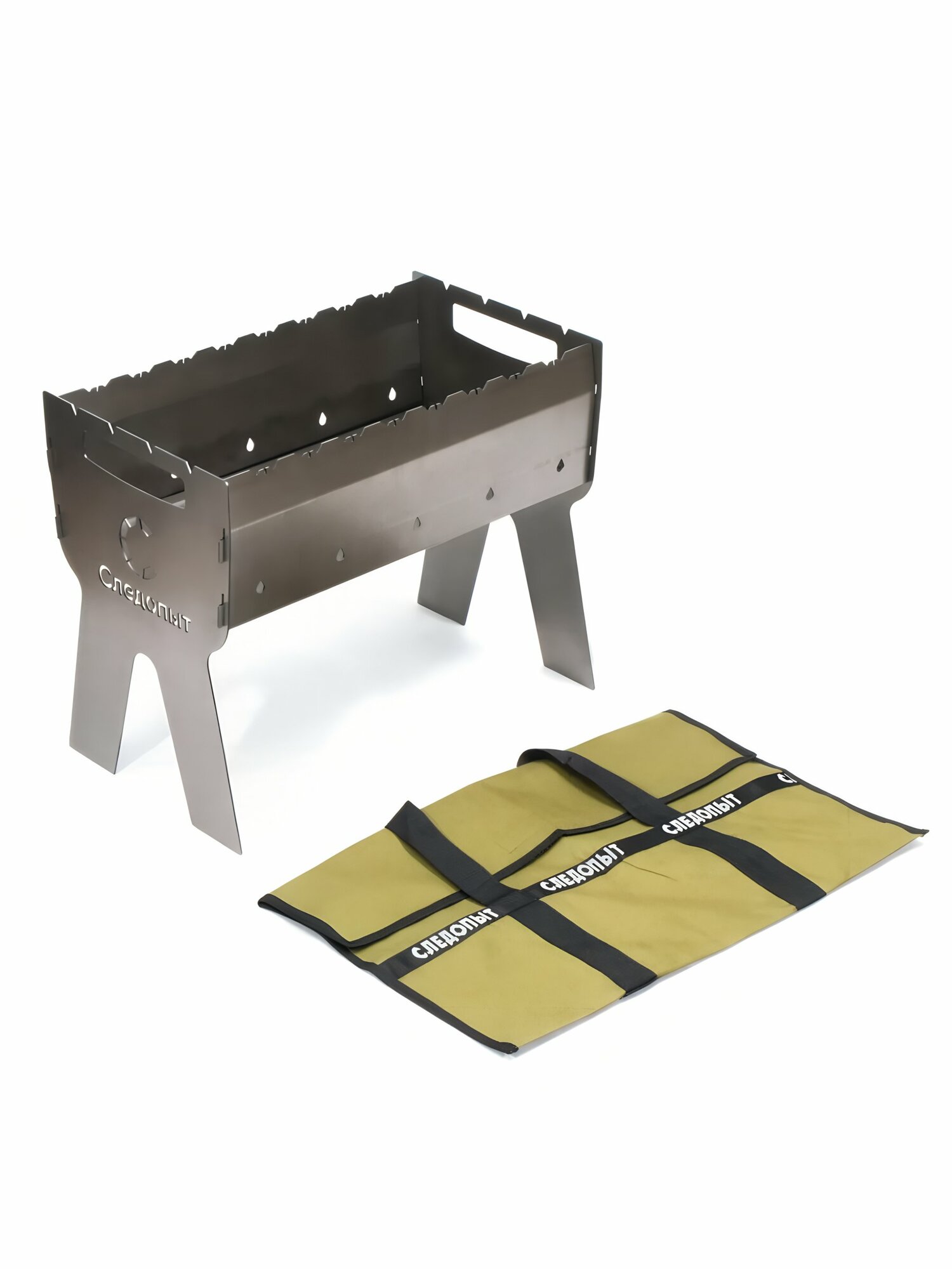 Мангал Следопыт складной 502х290х400 мм, сталь 2 мм, разборный переносной в сумке для дачи и походов PF-GR-16