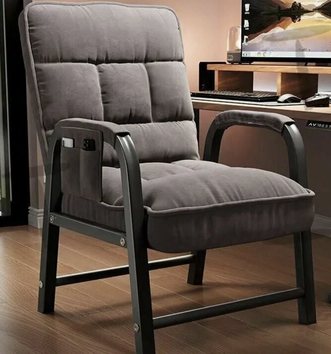 Кресло, обивка из хлопка, серый классический стиль, 50*56*95 см, сумка для хранения, подушка без подставки для ног