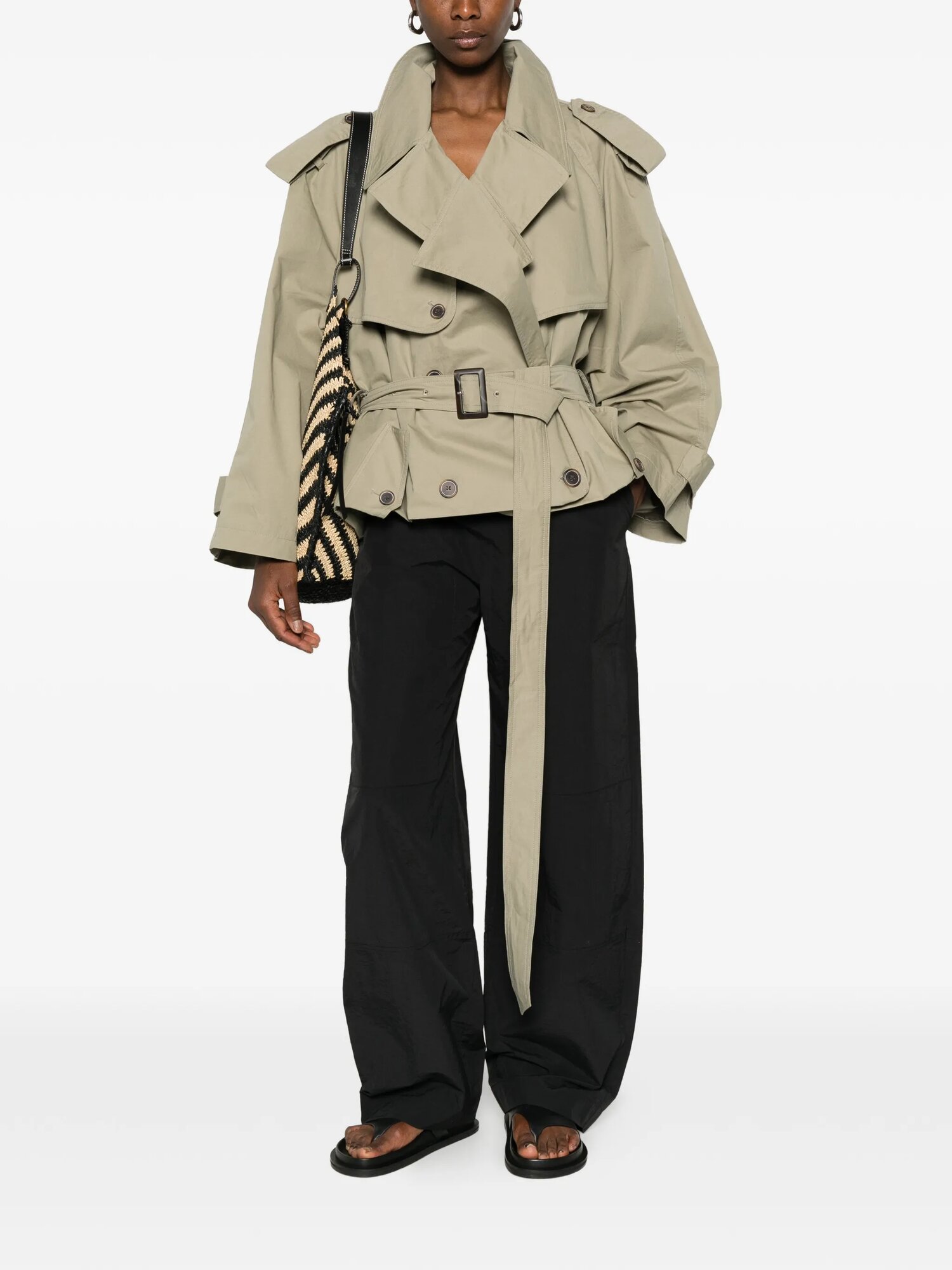 Куртка la piscine Belted epaulettes jacket, размер M-L, зеленый — фото 1